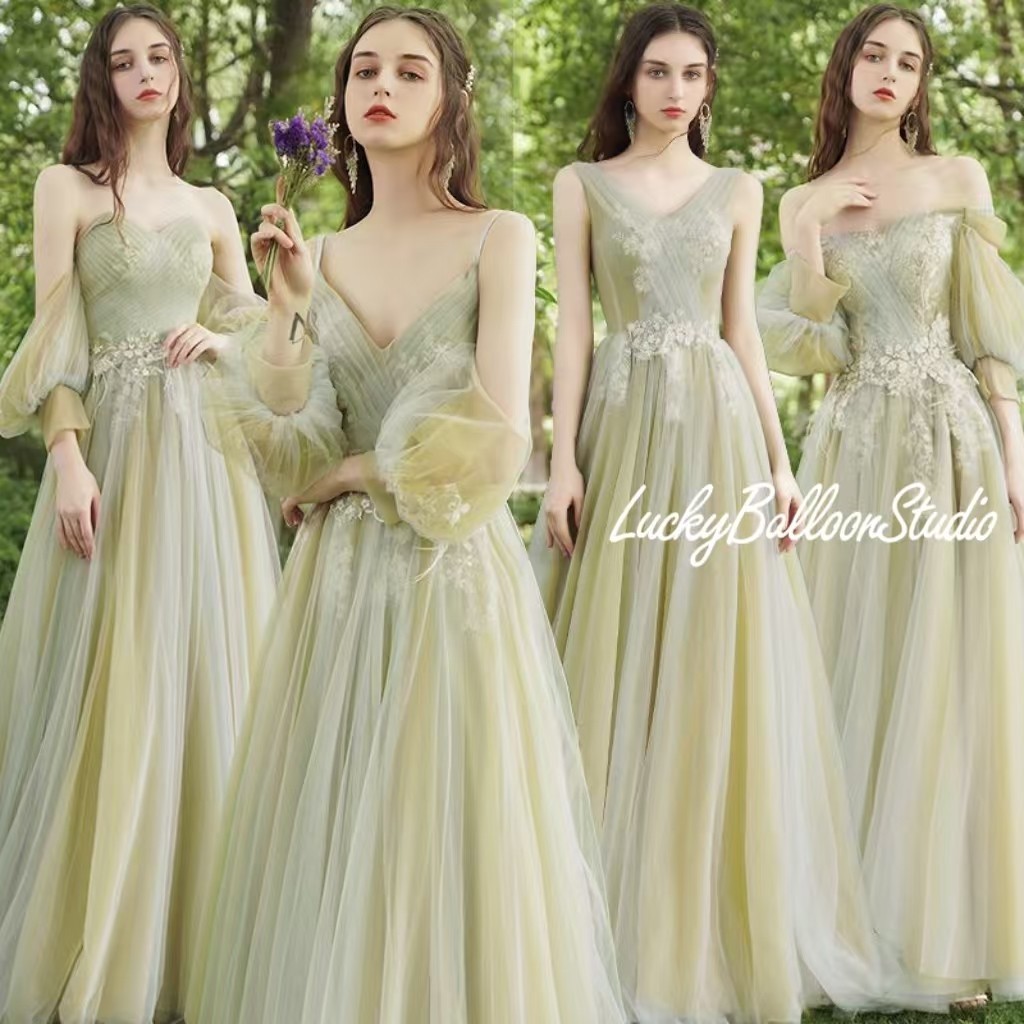 Bridesmaid Dress Sister Group Dress Shows Slim Covers Arms Wedding ...