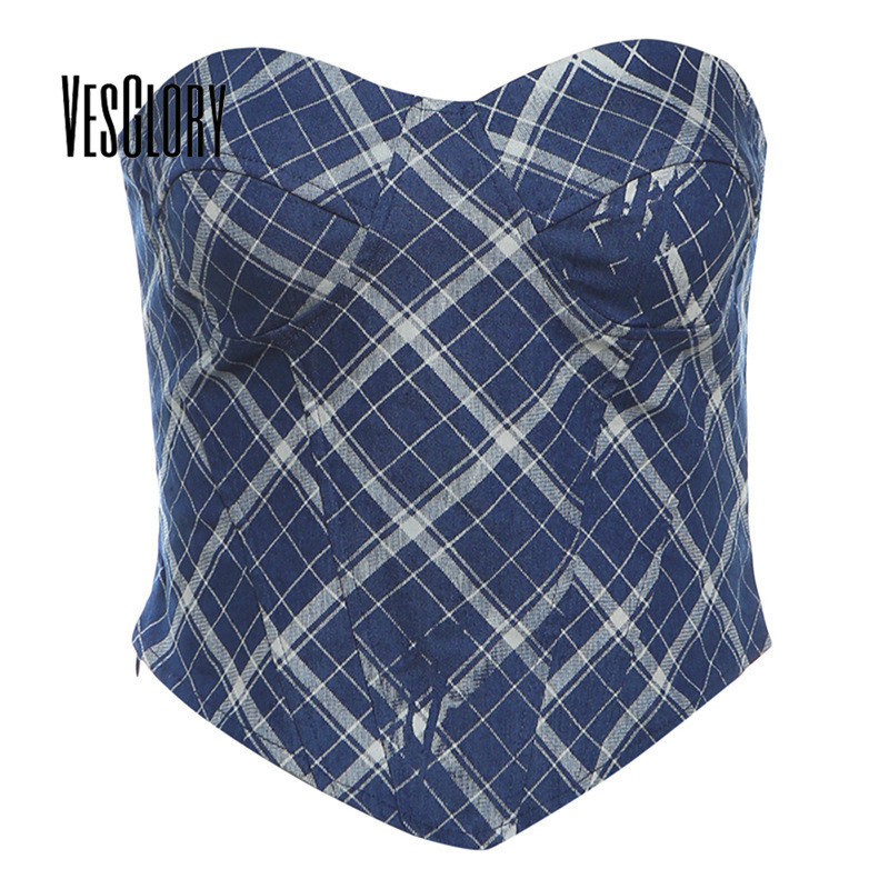 VESGLORY Women's Chest Wrapped Checkered Tube Top | Shopee Philippines