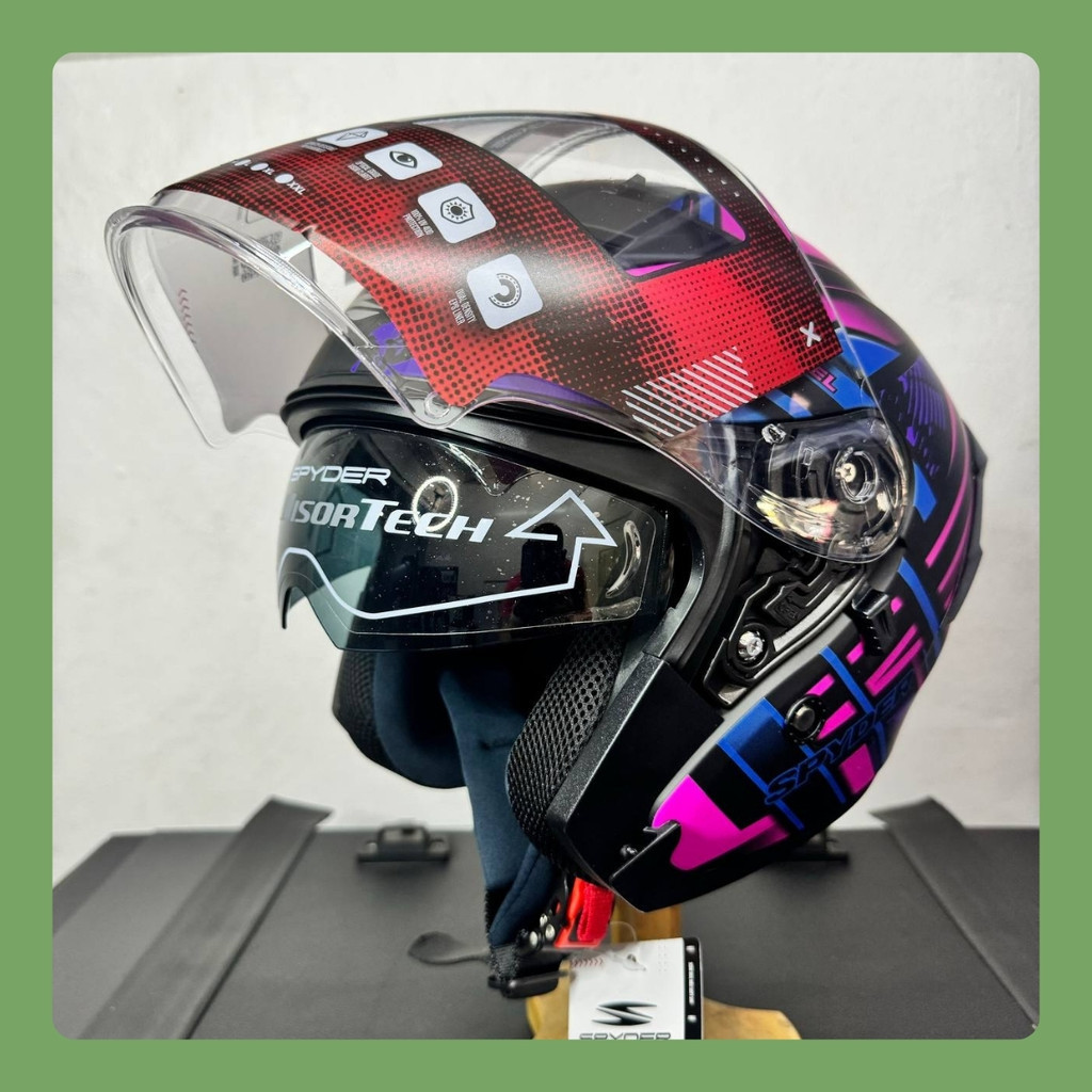 Spyder Fuel gd 3941m flash pink lens half face dual visor helmet matte ...