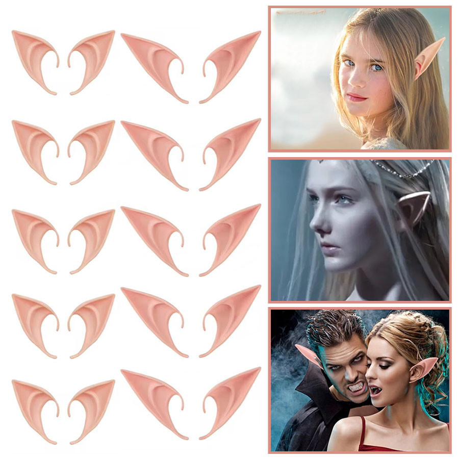 5Pairs Halloween Elf Ears Latex Elf Ears Halloween Decoration False Ear ...