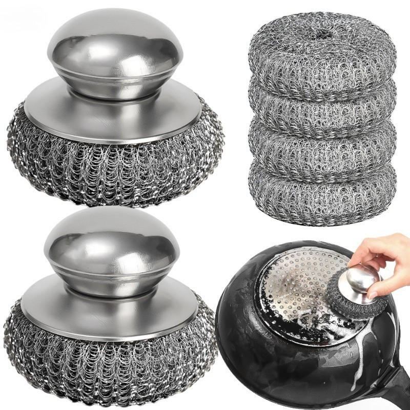Household Cleaning Brushes Pots Practical Stainless Steel Wire Ball ...