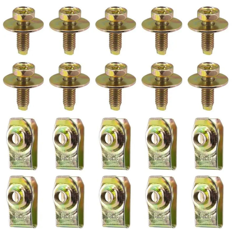 Golden Car Body Bolts U-nut Clip M6 Engine Cover Undertray Splash ...