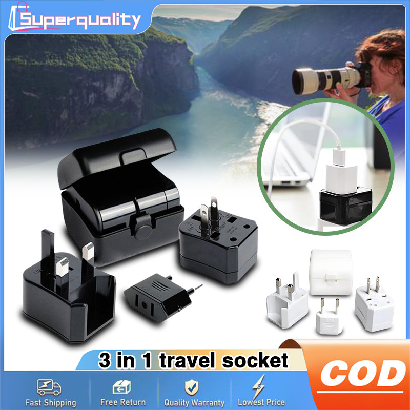 3 In 1 Universal Adaptor Global Travel Conversion 3 Sockets Converter ...