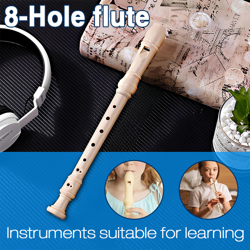 NEW Soprano Descant Recorder 8-Holes Flute with Cleaning Rod, Case Bag ...