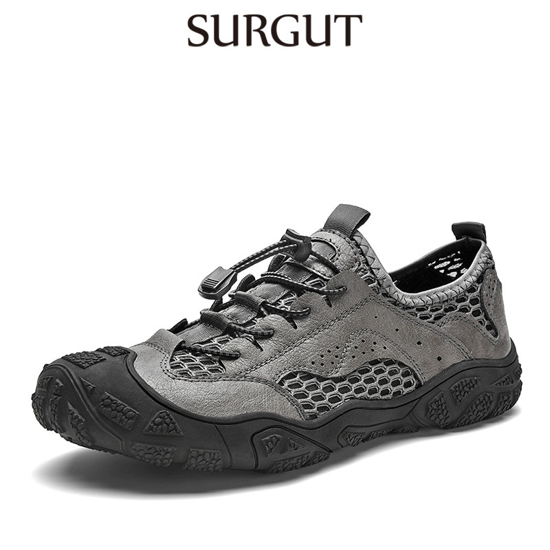 SURGUT New Breathable Mesh Men Shoes Summer Lace-Up Lightweight ...