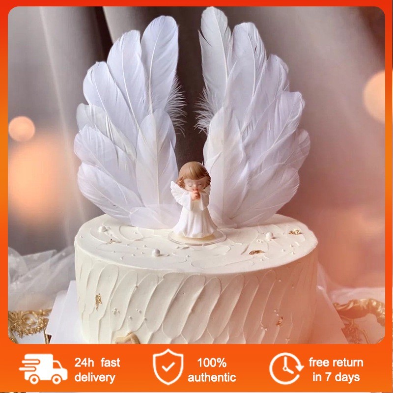 Angel Cake Topper Happy Christening Baptism Moon Baby Wings Cake Topper Decoration Baby Theme ...