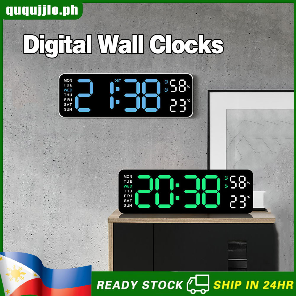 2024 Digital Wall Clocks LED Alarm Clock Large Display Table Clock Wall ...