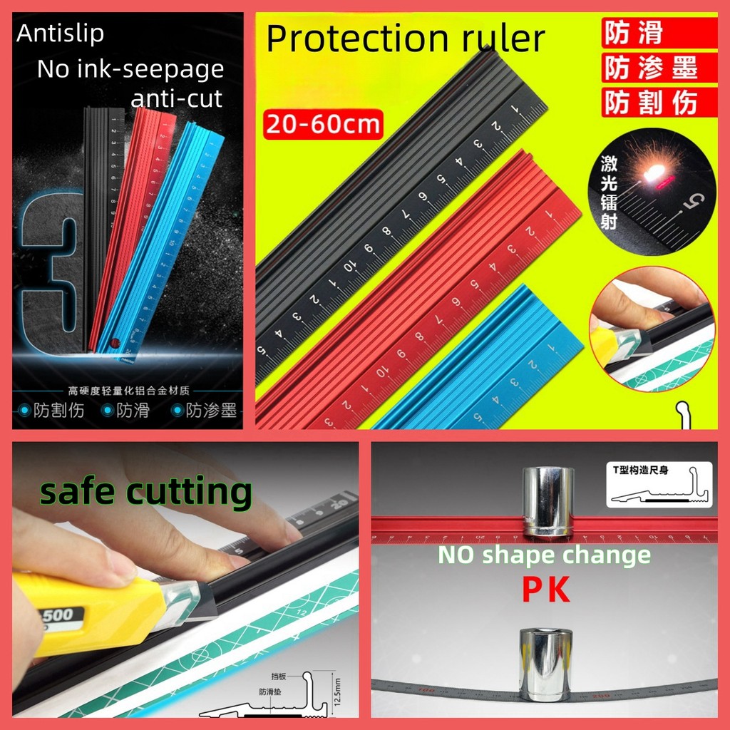 multifunction aluminium alloy safe-cutting ruler/ protection ...