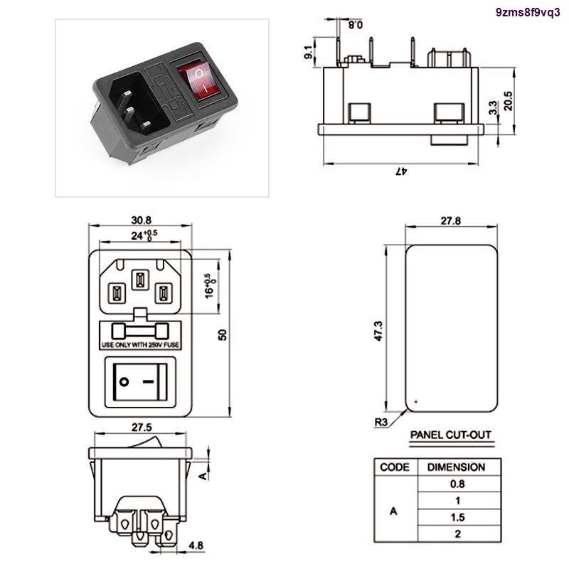 AC three-in-one power socket with light and fuse card type equipment ...