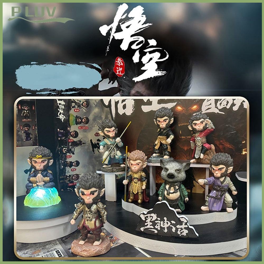 PLUVII Monkey King Box, Cartoon Faces Destiny Monkey King Doll, Resin ...