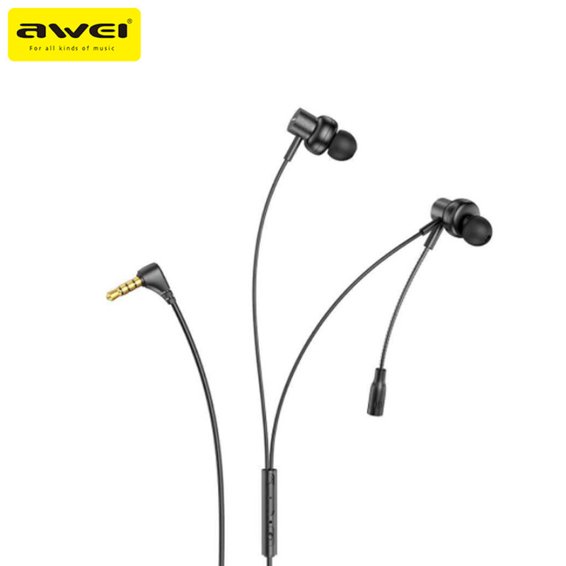 Awei ES-180i In-Ear Earbuds Gaming Earphones 3.5mm Plug With Microphone ...