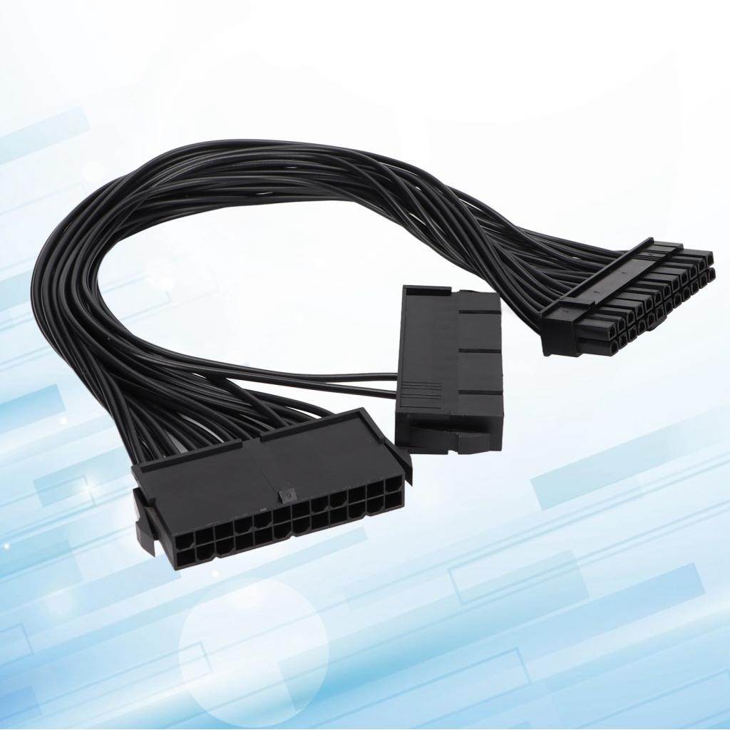 Ilike Dual PSU Power Supply 24-Pin Extension Adapter Cable Splitter ...