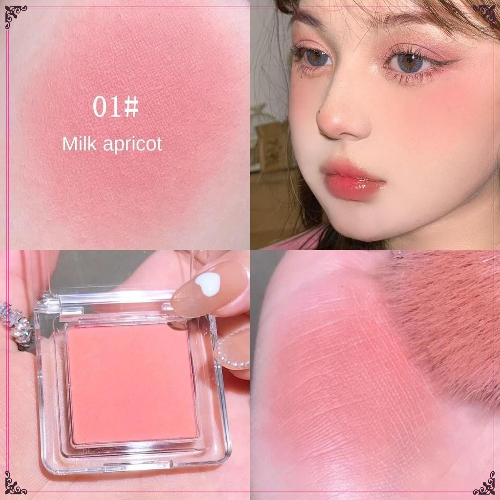 COD Single color square blush/matte blush with blush brush Long-lasting ...