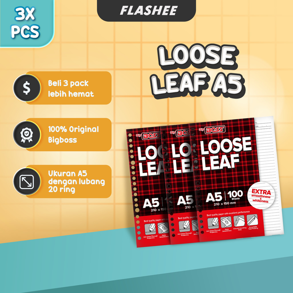Loose leaf Bundle Package A5 Ring 20 Contents Binder Paper Line Grid ...