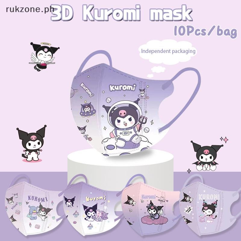 UKE 10Pcs/pack Kuromi 3D Cartoon Mask Cute Girl Print Mask Disposable ...