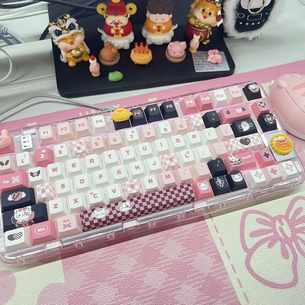 Hello Kitty Pink Keycap Cherry/MOA Profile PBT 130 Keys Five-sided Dye ...