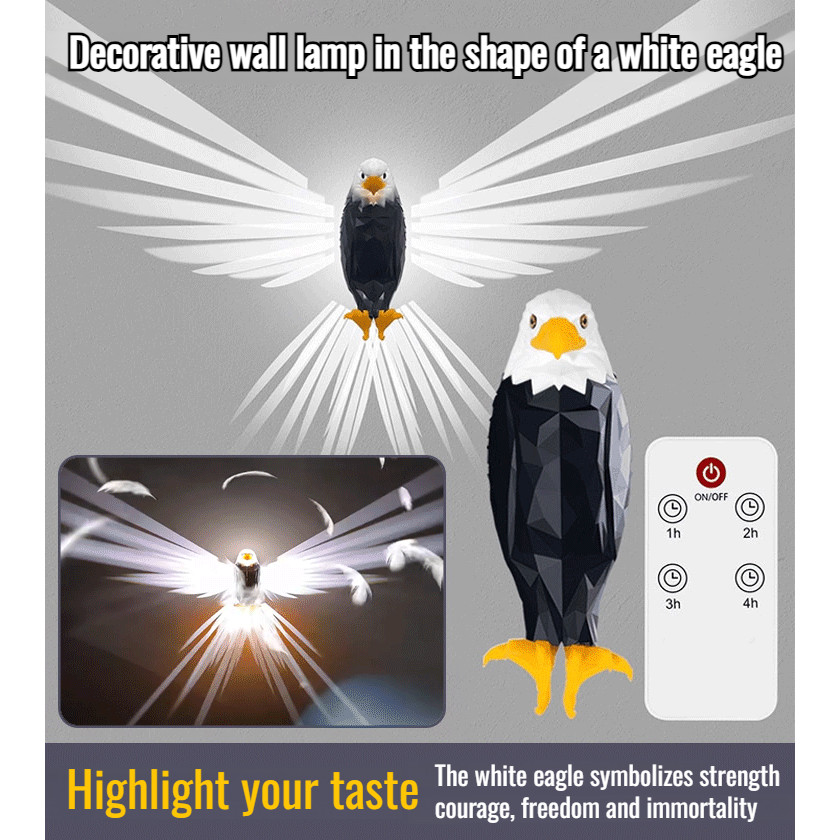 【100% Authentic】[Surprise Decoration]Eagle Wings Wall Lamp 3d Printing Wall Light Eagle Wall ...
