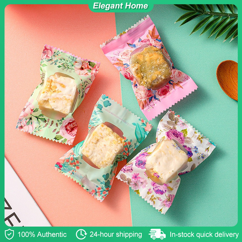 (100pcs) Floral Cookie Bag Candy Pastry Heat Seal Wrapper Polvoron ...