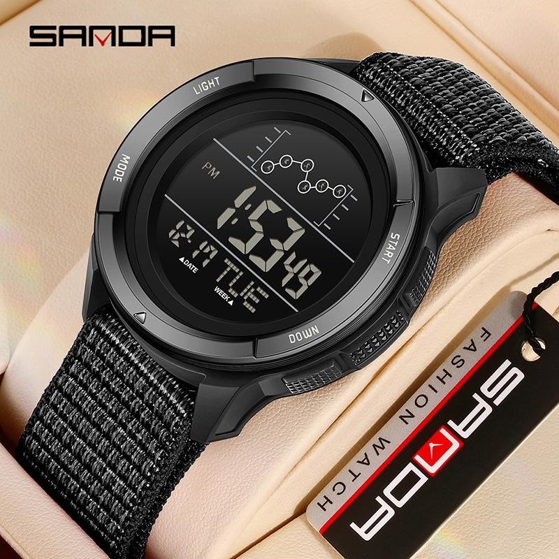 SANDA Sport Digital Watch Waterproof Chronograph Fashion Nylon Strap Electronic Wristwatch ...