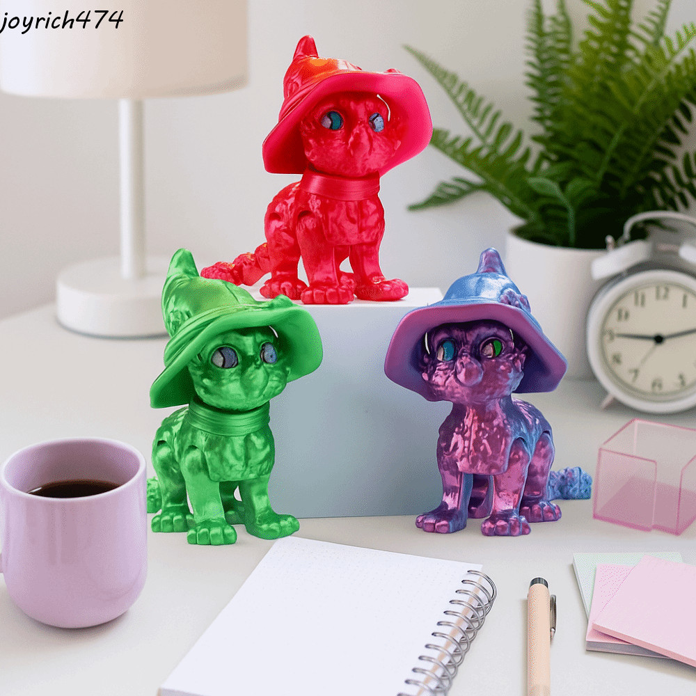 JOYRICH 3D Printed Cat Model, Big Eyes Plastic Material Articulated Cats Doll, Realistic Design ...