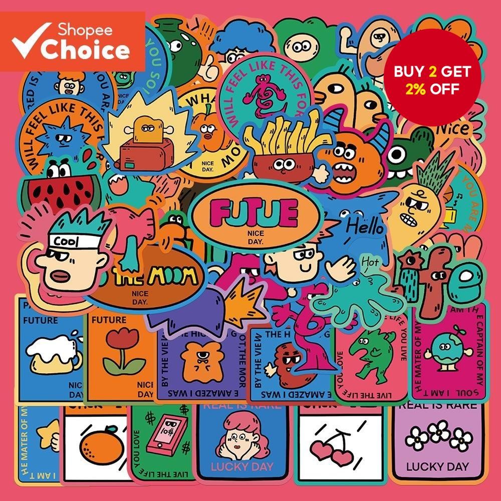 50PCS Hand-Painted Weird Art Stickers - Waterproof Vinyl Decals for ...