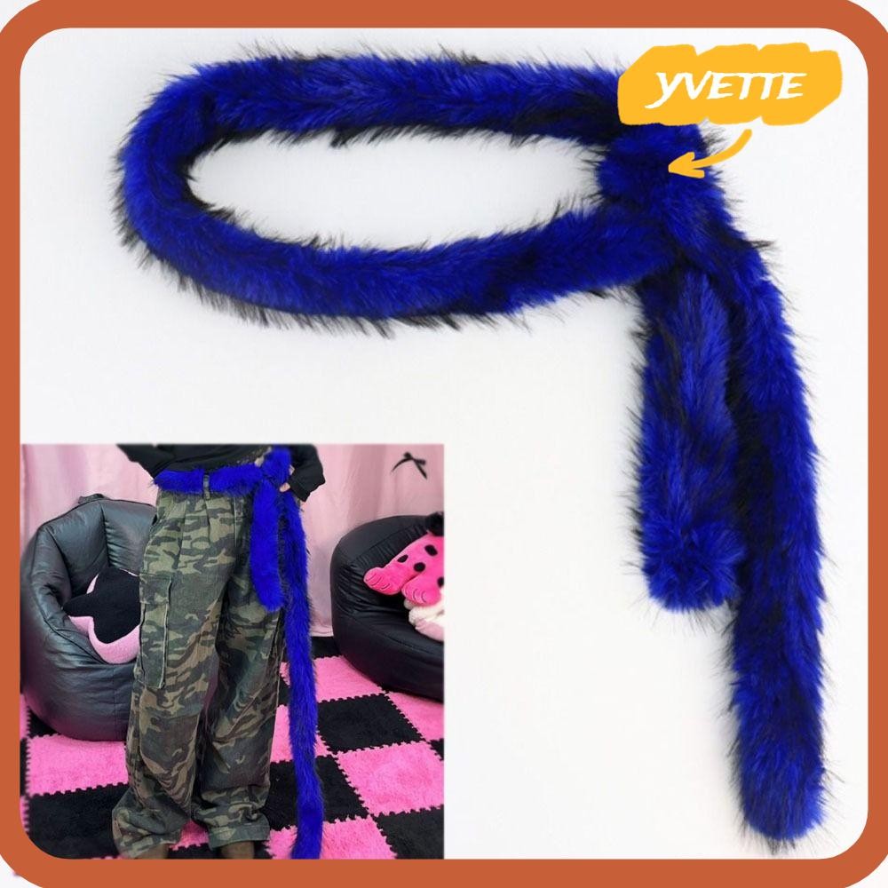 YVE Punk Fur Belt, Super Soft Warm Soft Plush Belt, Harajuku Y2K Fluffy ...