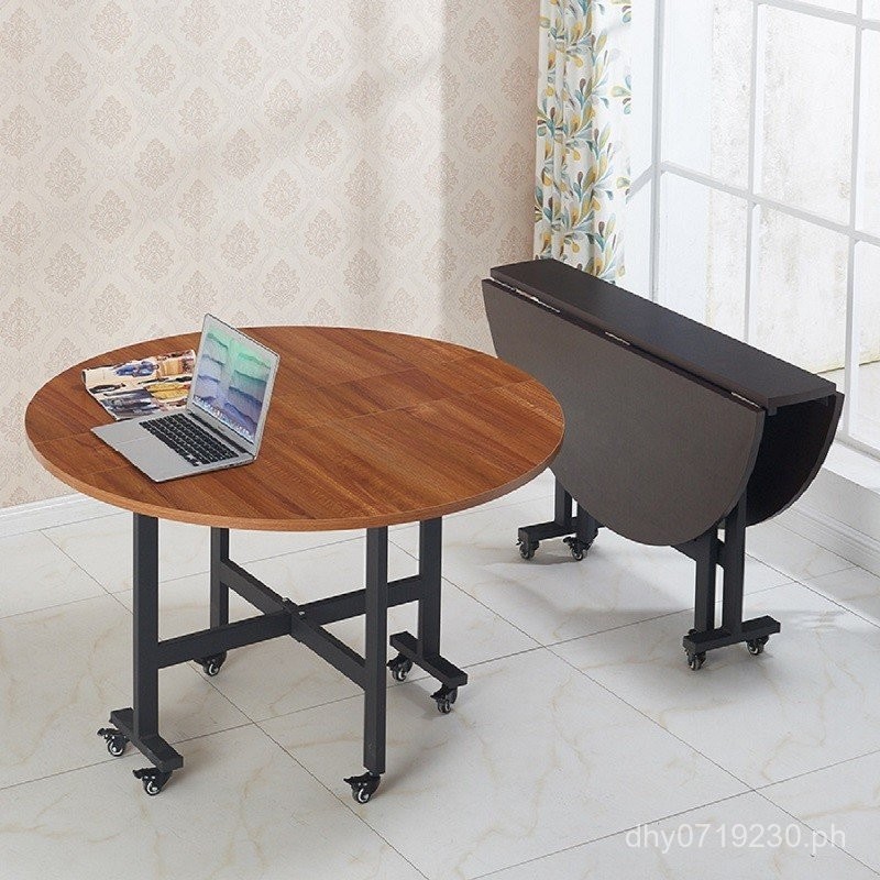 Foldable Dining Table with Wheels for Home Use, Wall-Mountable, Movable ...