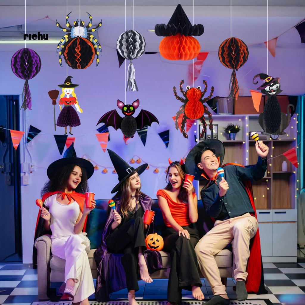 [richu] Colorful Halloween Party Accents Halloween Honeycomb ...