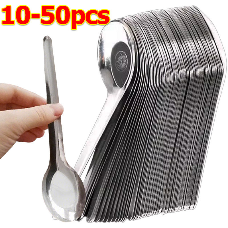 10/20/30/50Pcs Stainless Steel Flat Bottom Spoon / Chinese Deepened ...