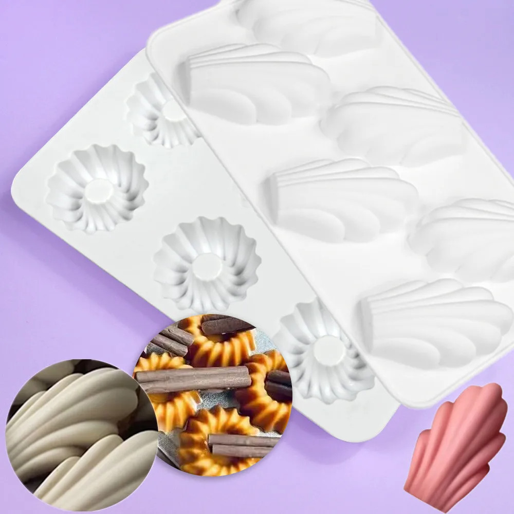 6 Cavity Madeleine Pan, Nonstick Silicone Madeleine Savarin Molds ...