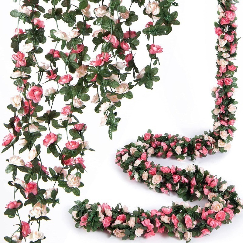 Artificial Simulation Flowers Rose Vines Home Decoration Rattan Strips ...