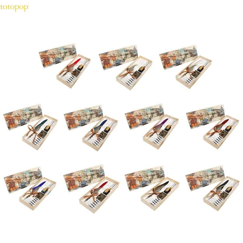 Top Gothic Style Antique Quill Pen Set Calligraphy Pen Feather Quill ...