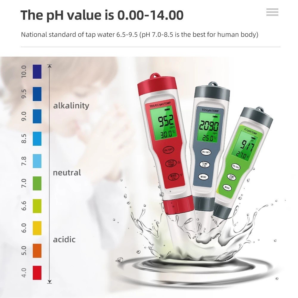 4-in-1 Digital Water Quality Tester Ph Tds Ec Purity Meter Temp Ppm ...