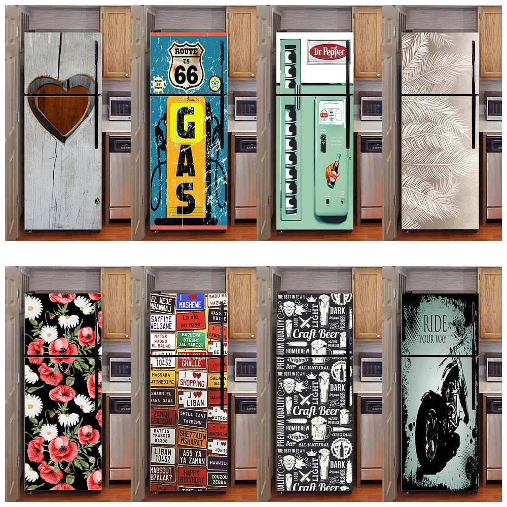 Custom Fridge sticker wallpaper Retro Novelty Refrigerator Mural ...