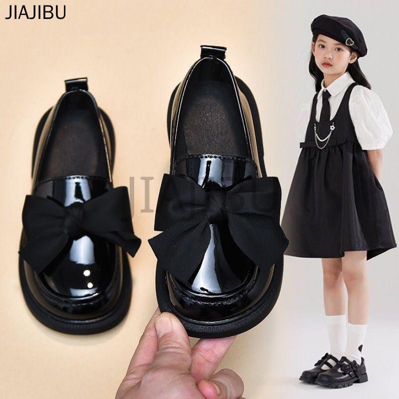 Cute Girls Bow Princess Shoes Fashion Kids Shoes Black School Shoes Non ...