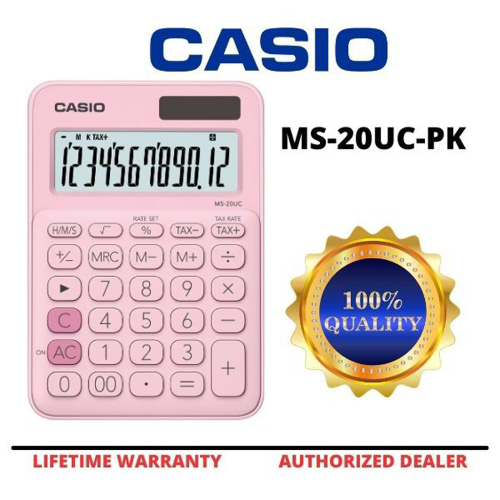 Casio MS-20UC-PK Basic Calculator Colorful MY STYLE Mini Desk Type Calculators (100% Original ...