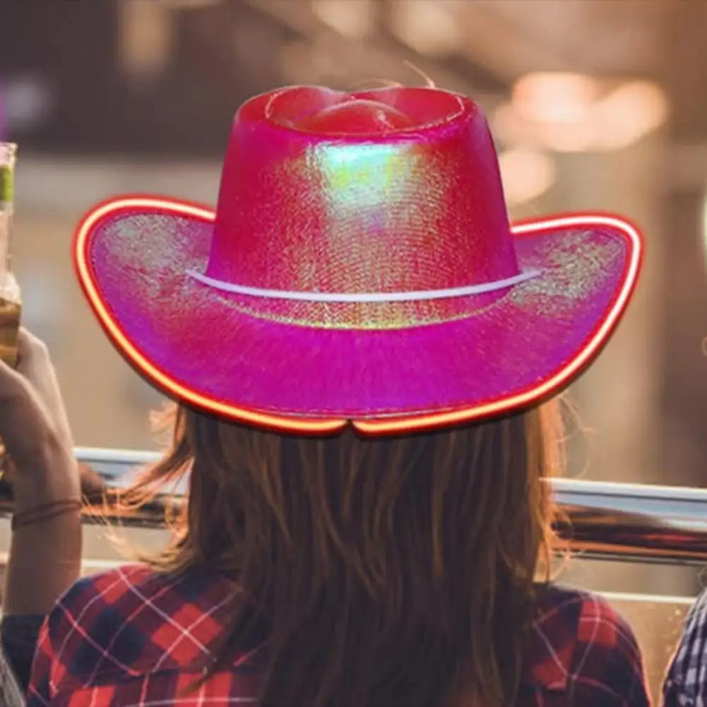 Light Up Holographic Space Cowboy Cowgirl Hat LED Cowboy Hat Masquerade ...