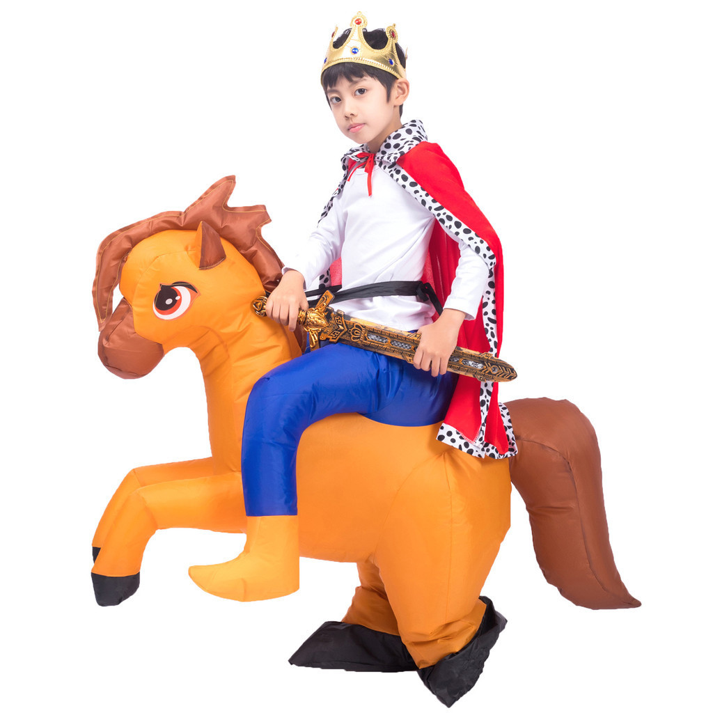 Kids Child Inflatable Prince King Riding Horse Costumes for Boys Funny ...