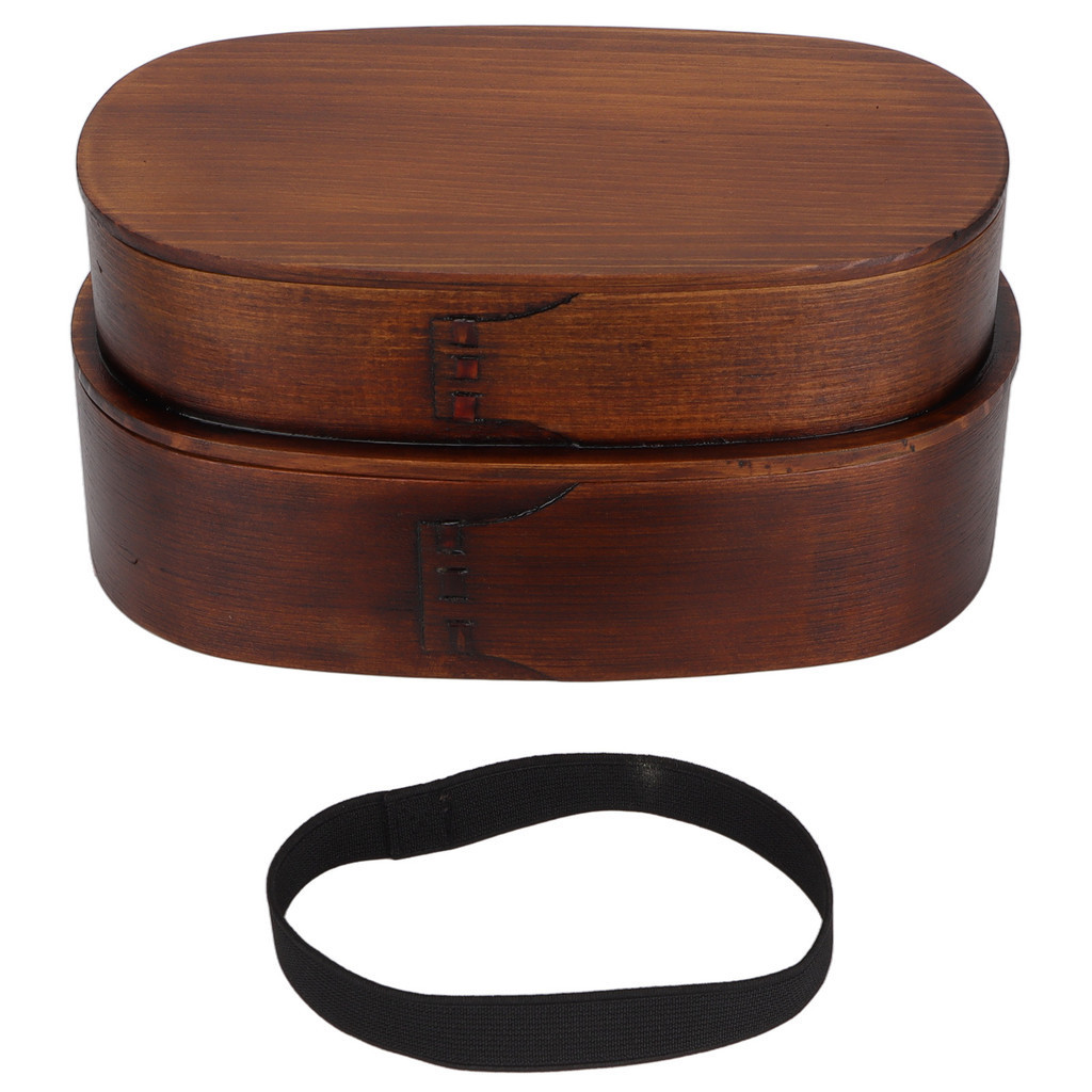 2 Layer Japanese Bento Box Wooden Food Storage Containers for Kids ...