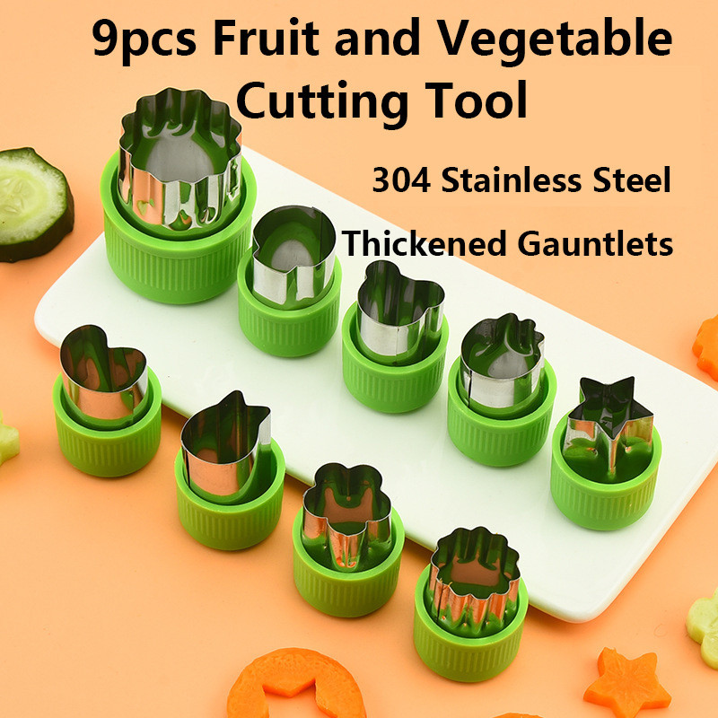 9pcs Fruit Vegetable Cutter Shapes Set 304 Stainless Steel Fruit Cutter ...