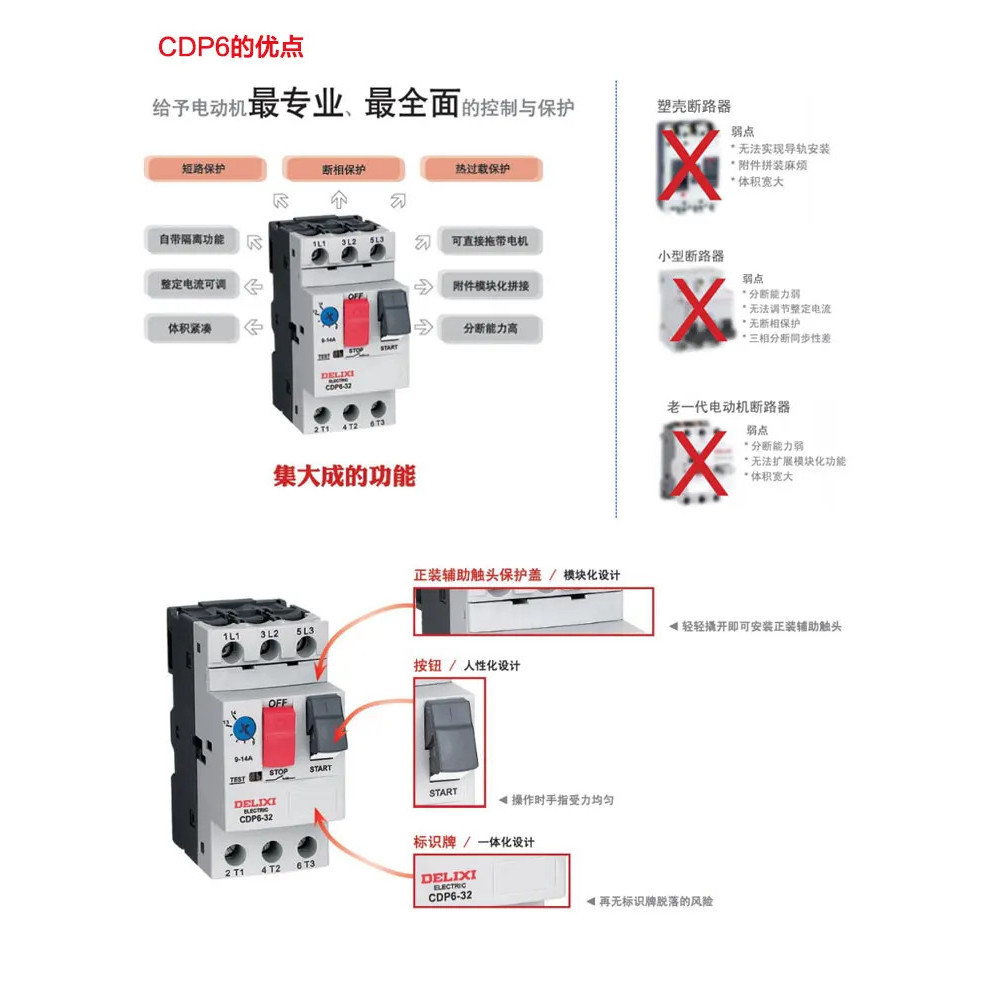 DELIXI CDP6-32 Motor Circuit Breaker Motor Start Integrated Protector ...