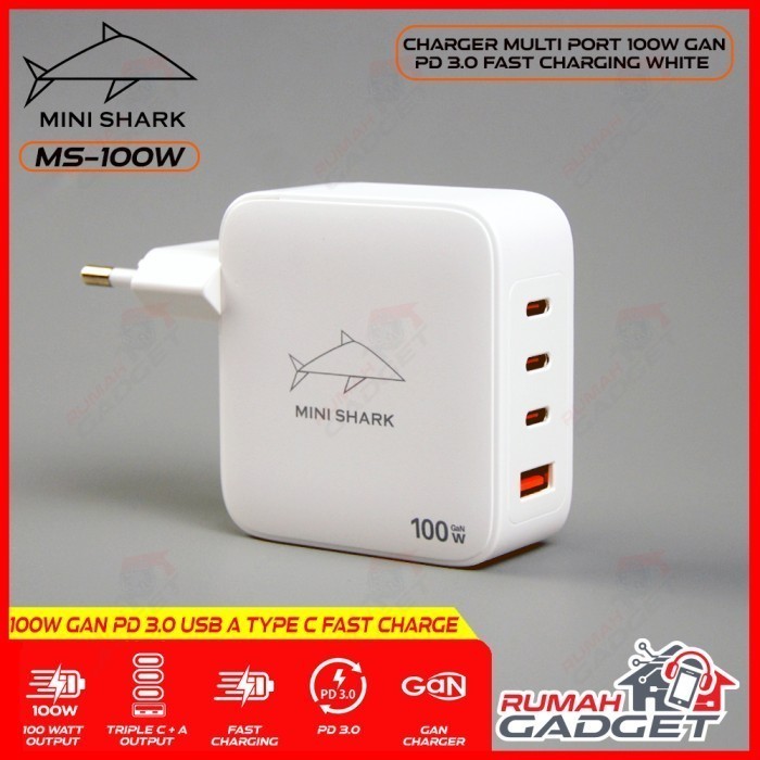 Charger - MINISHARK - 100W GAN - GAN PD 3.0 4 Port Fast Charger ...