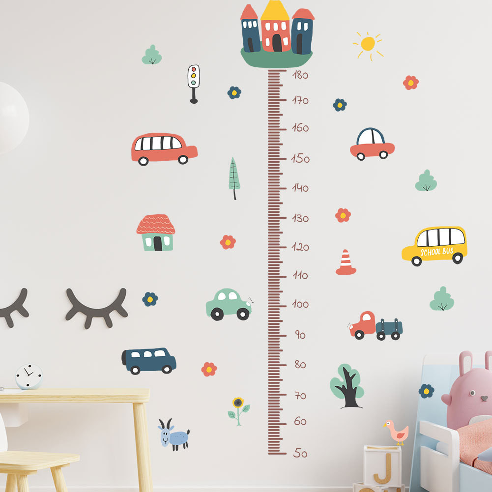 Cartoon Car Castle Height Sticker Children's Room Boy Bedroom ...
