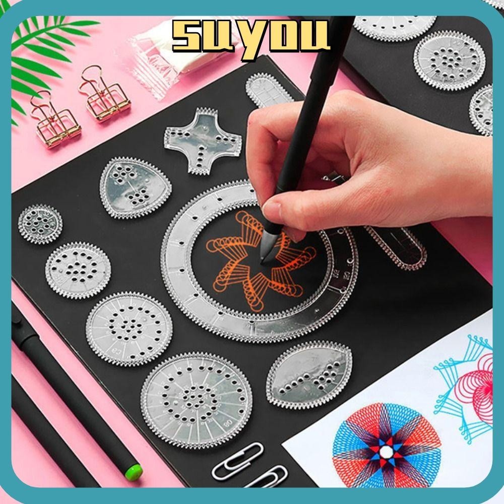 SUYO 5/12/22PCS Drawing Toys Set, Special Shaped Plastic Spirograph ...