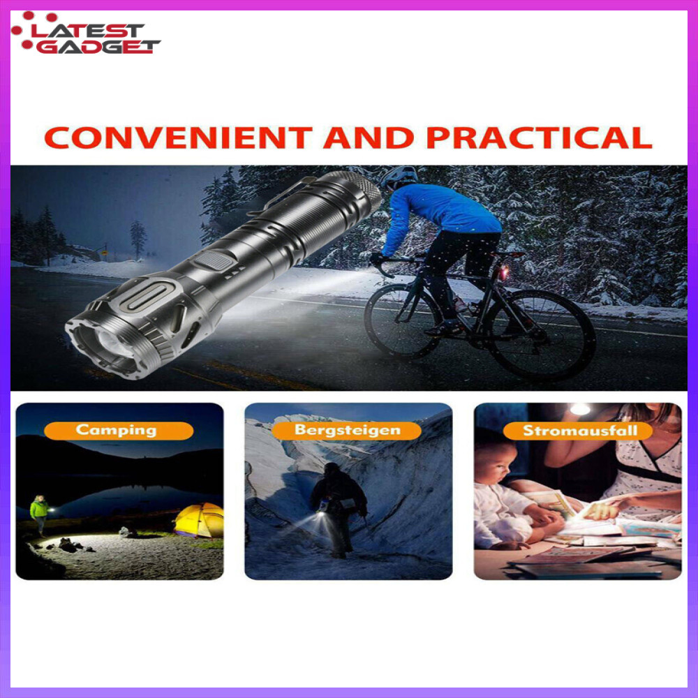 LatestGadget Multifunctional High Beam Zoom Metal Flashlight With ...