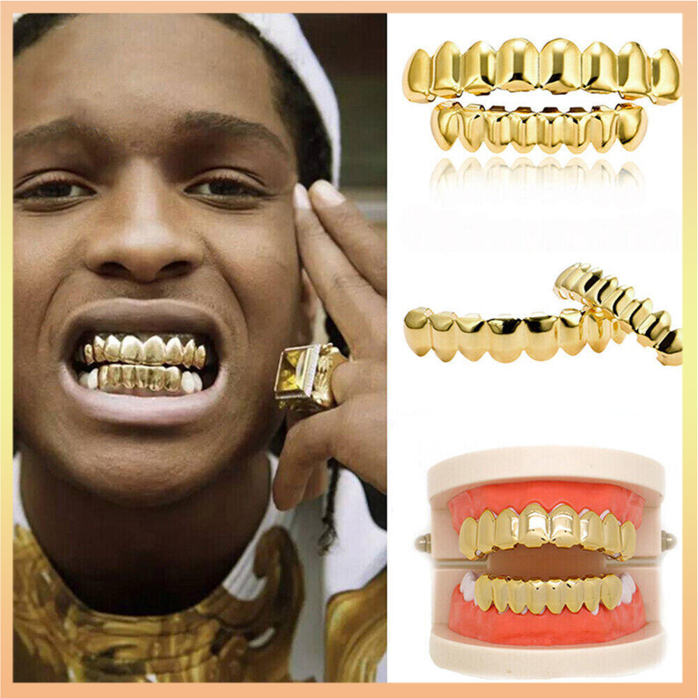 Hip Hop Teeth Grillz Set Top&Bottom Body Jewelry Punk Cosplay Party ...