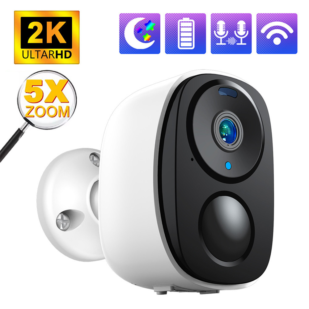 2K 5MP Outdoor Wireless Camera, Rechargeable Battery 24 Hours ...