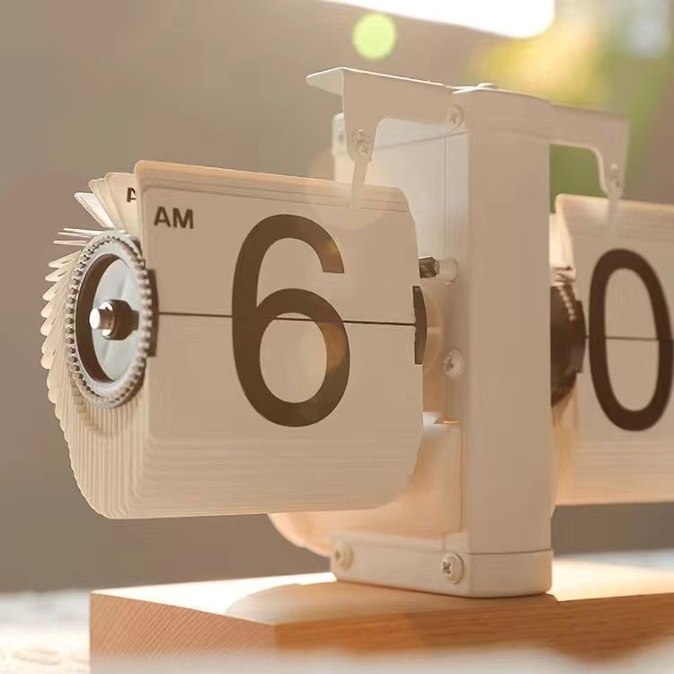 Automatic Page Flip Clock Cross-Border Beech Walnut Home Living Room ...