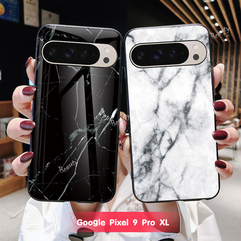 Google Pixel 9 Pro XL 5G Marble Colored Painting Glass Phone Casing For ...