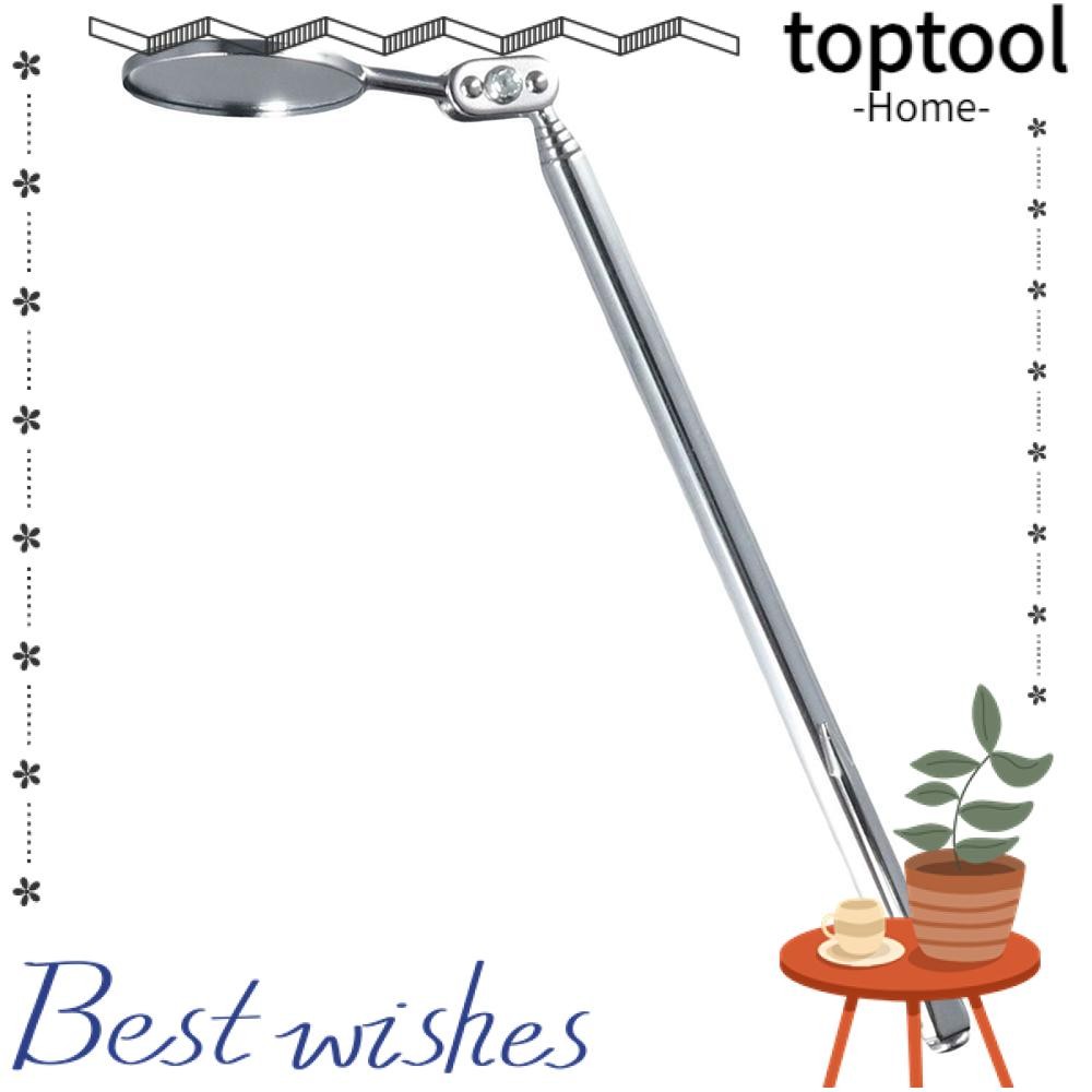 TOPTOOL Telescoping Inspection Mirror, Silver 360° Rotation Round Mirror, Flexible Stainless ...